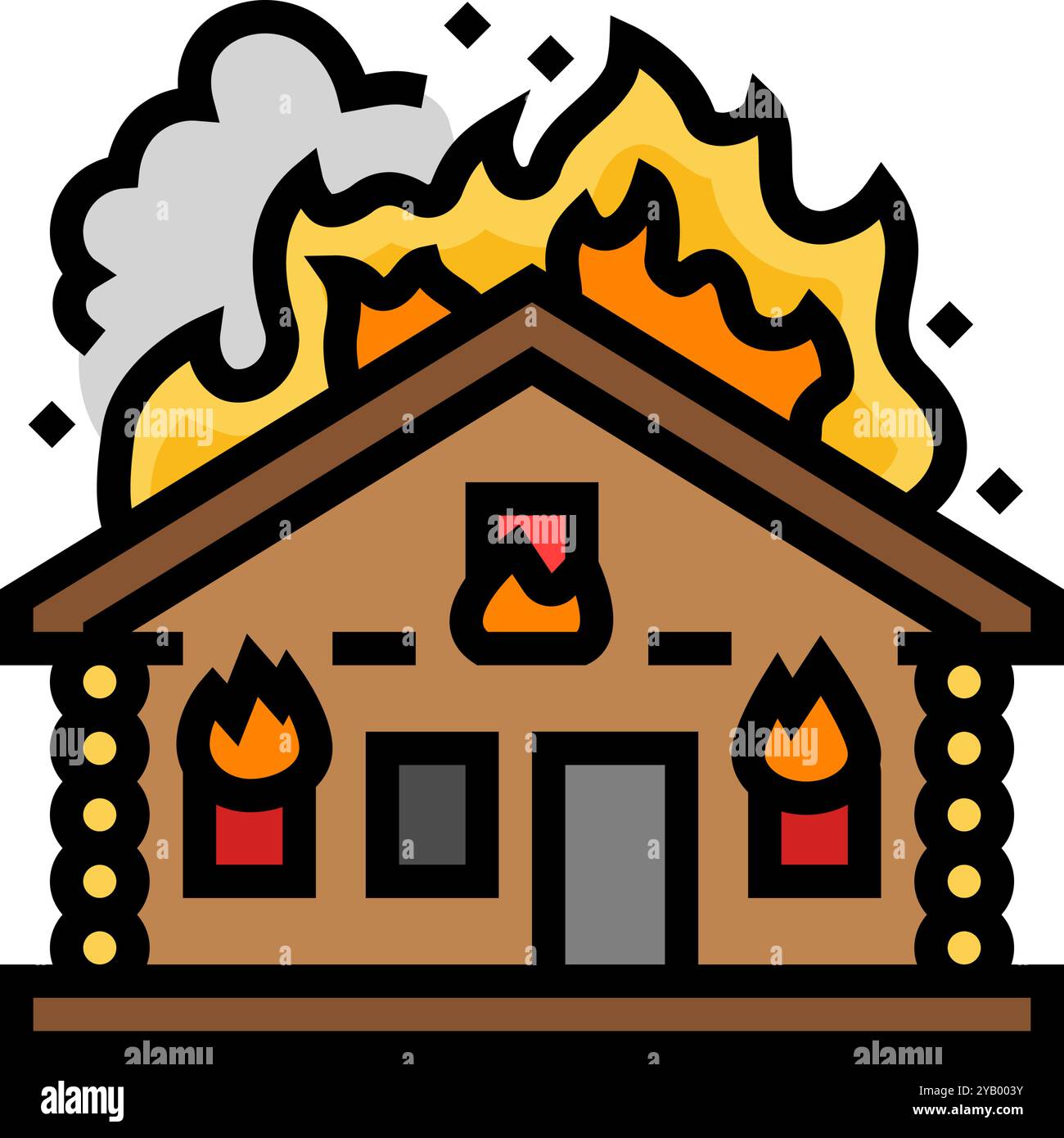 house on fire wildfire disaster color icon vector illustration Stock ...