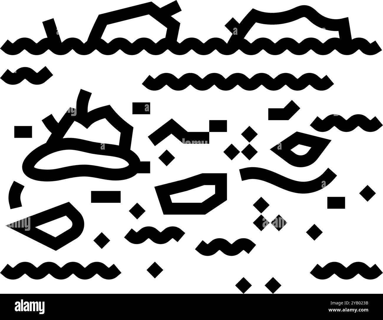 floodwater with debris line icon vector illustration Stock Vector Image ...