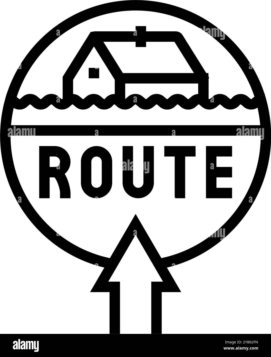 evacuation route disaster line icon vector illustration Stock Vector ...