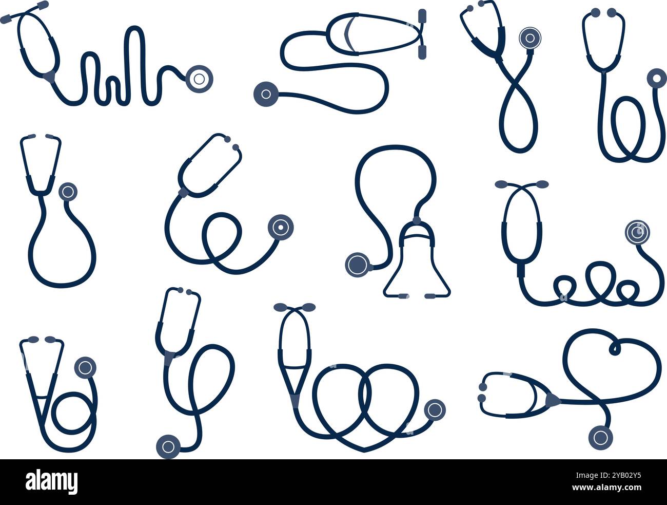 Stethoscopes silhouettes. Medical tools, stethoscope different shapes ...