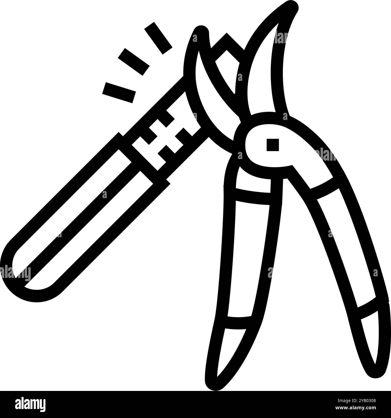 pruning shears sharpening garden maintenance line icon vector ...
