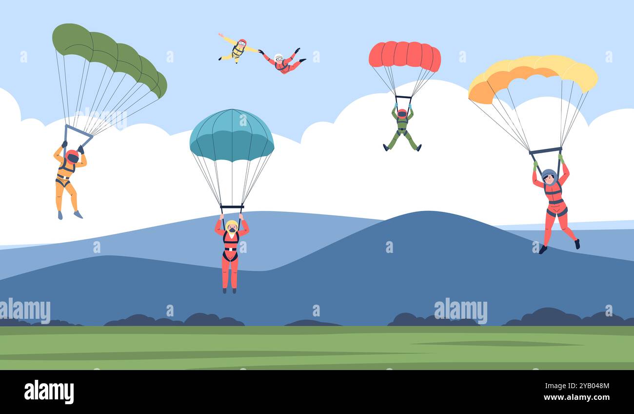 Group of skydivers Stock Vector Images - Alamy