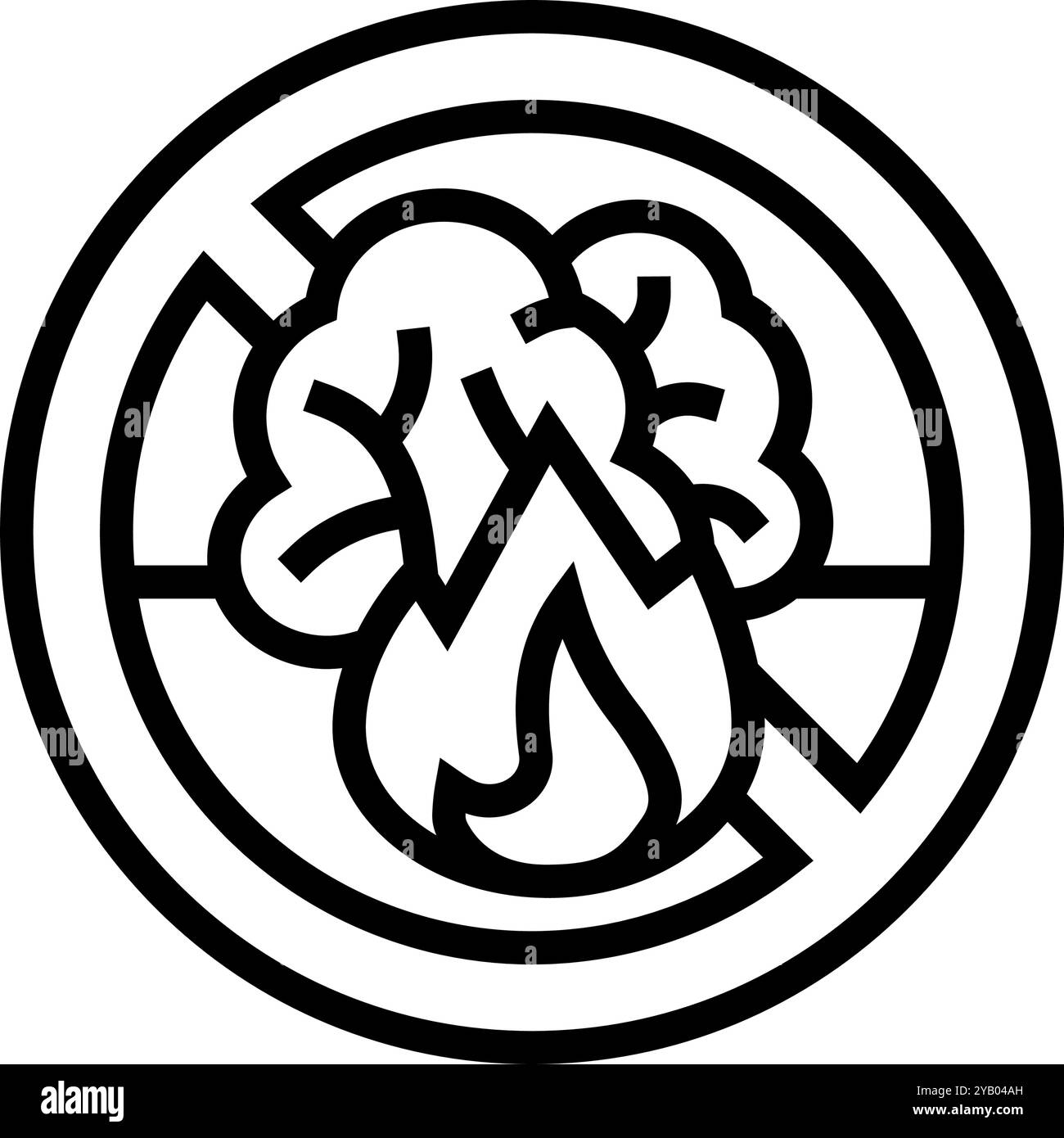 forest fire prohibited line icon vector illustration Stock Vector Image ...