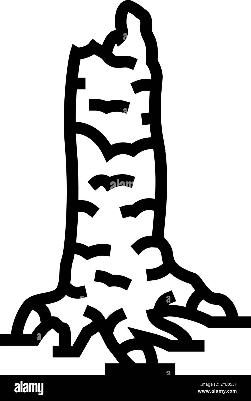 charred tree trunk wildfire disaster line icon vector illustration ...