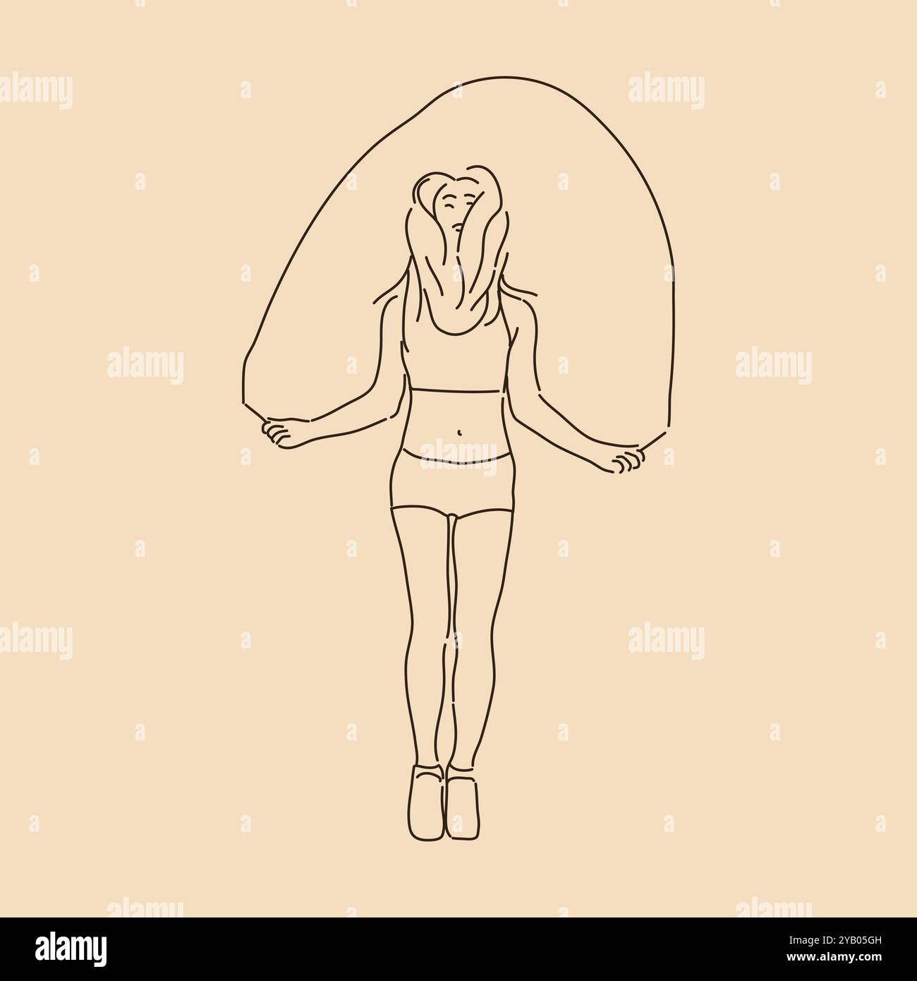Muscular woman with skipping rope Stock Vector Images - Alamy