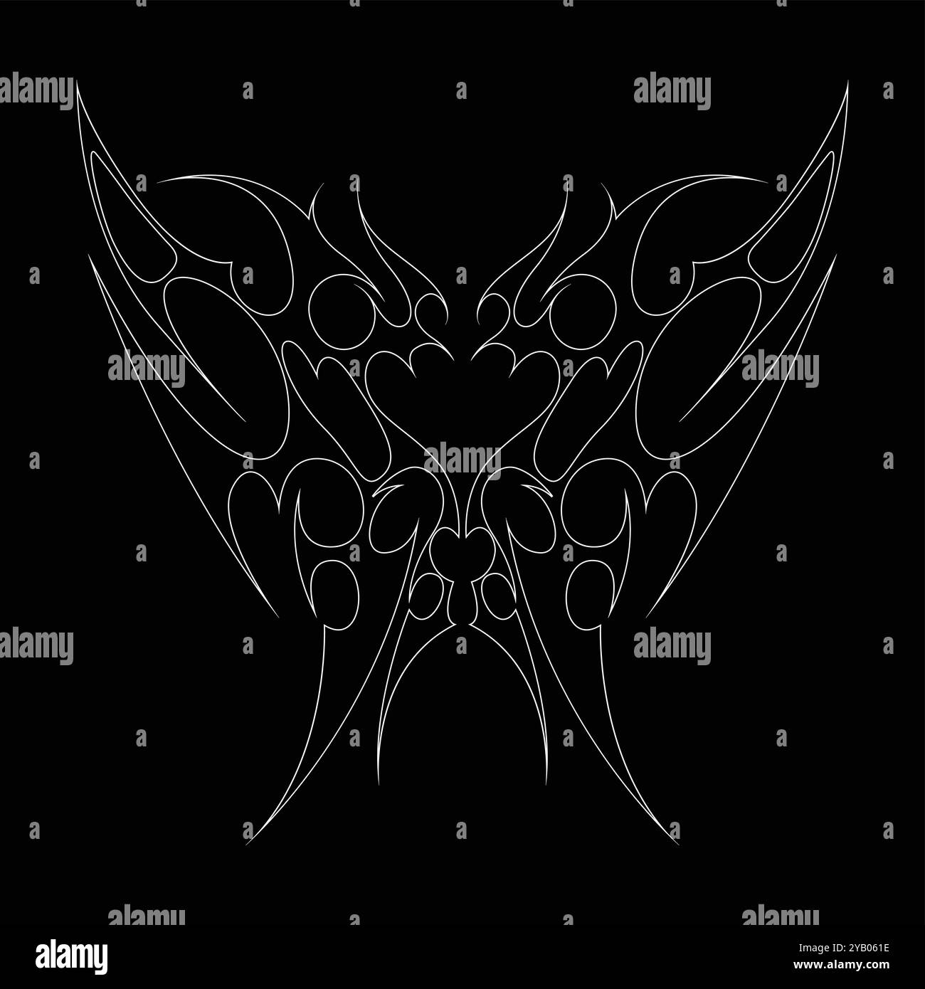 Neo tribal y2k gothic style tattoo. Cyber sigilism design. Vector ...