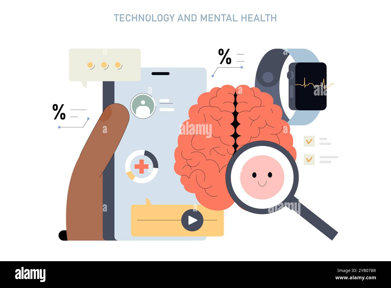 Mental health technology concept. Integration of digital tools for ...