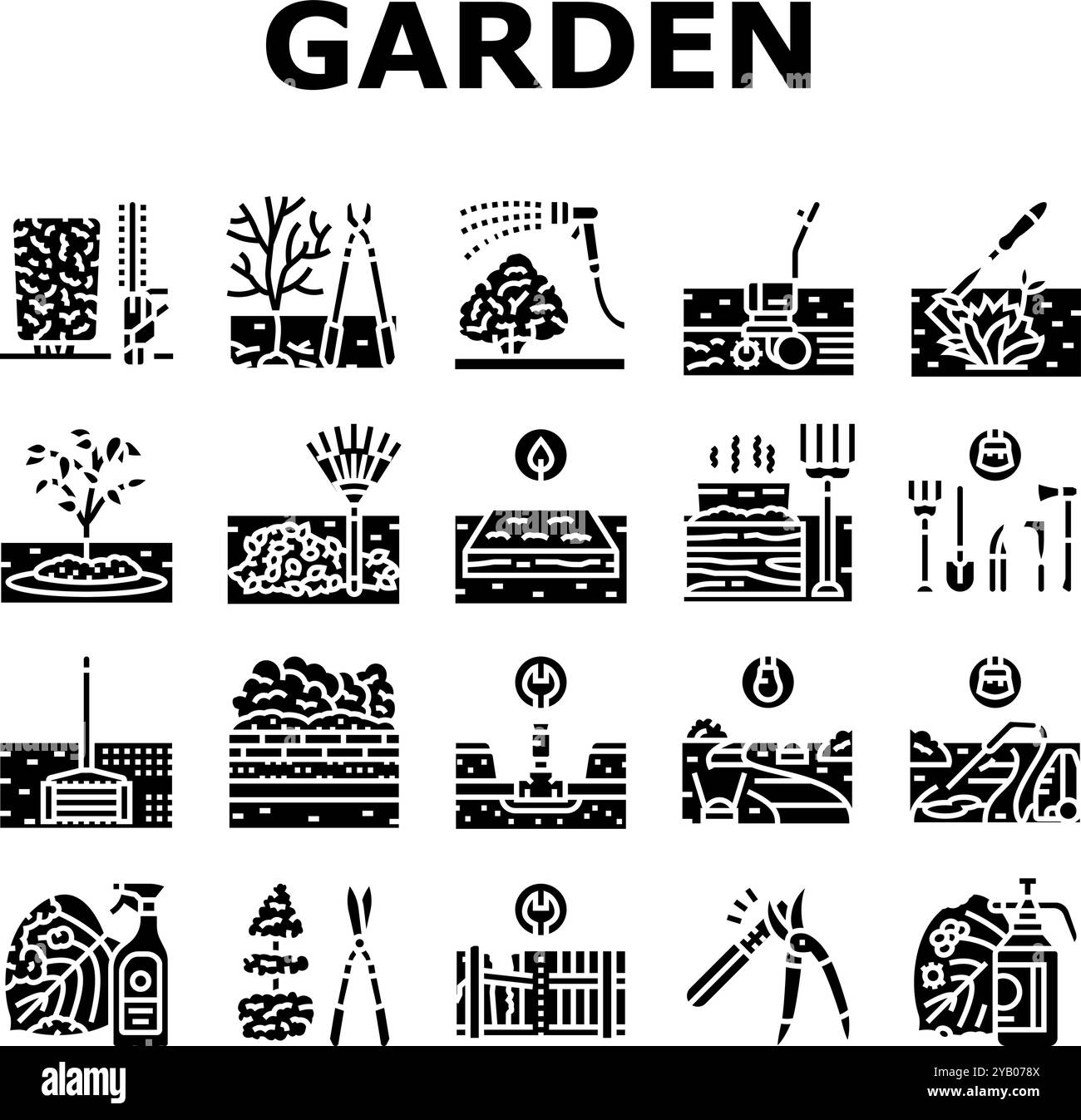 garden maintenance mulching icons set vector Stock Vector Image & Art ...