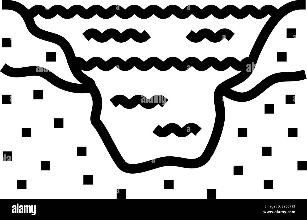 overflowing river disaster line icon vector illustration Stock Vector ...