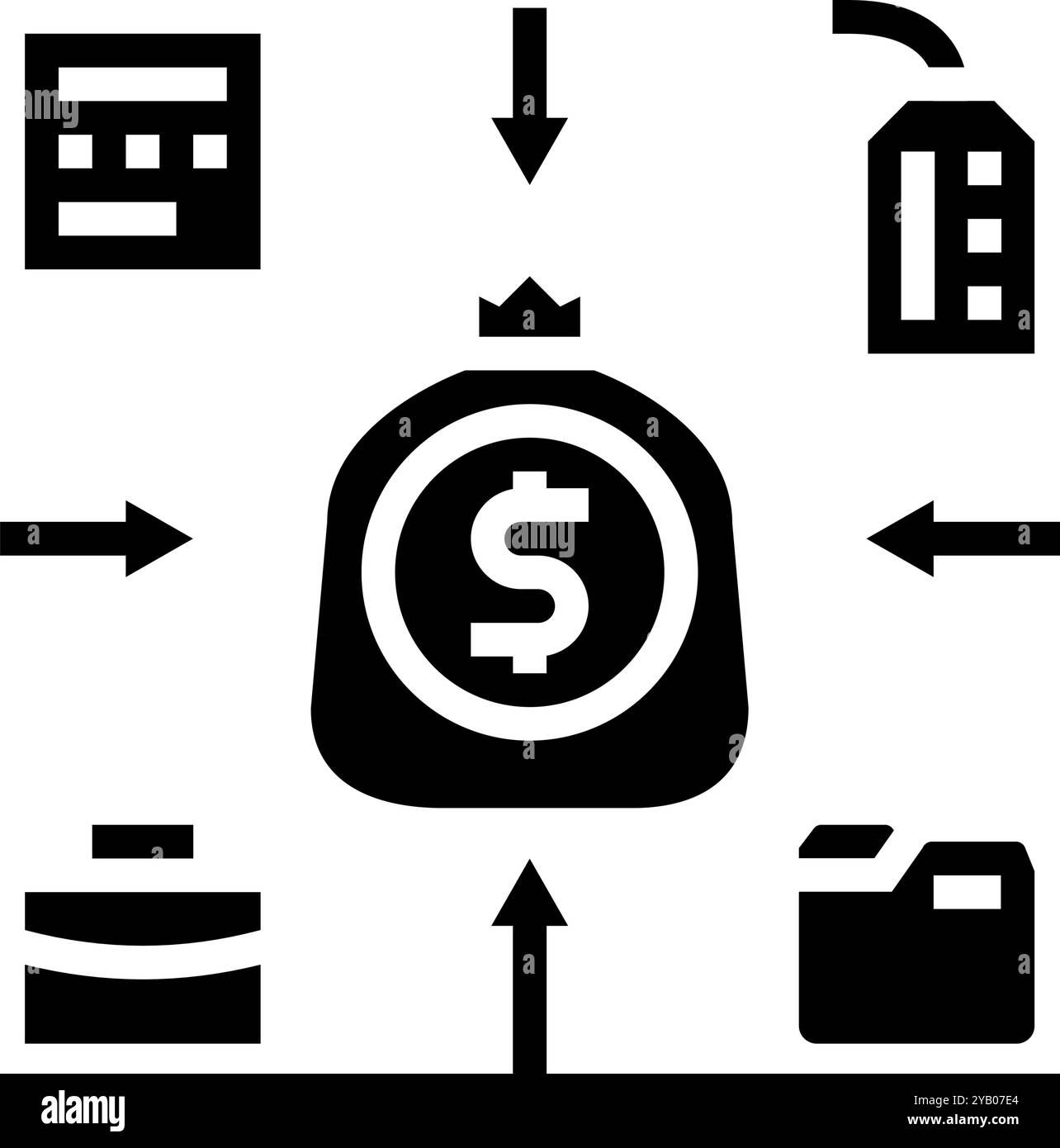 income sources budget planning glyph icon vector illustration Stock ...