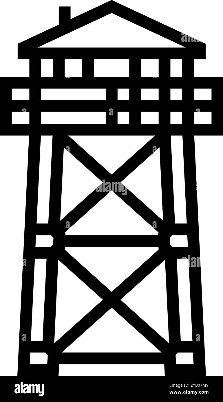 firewatch tower wildfire disaster line icon vector illustration Stock ...