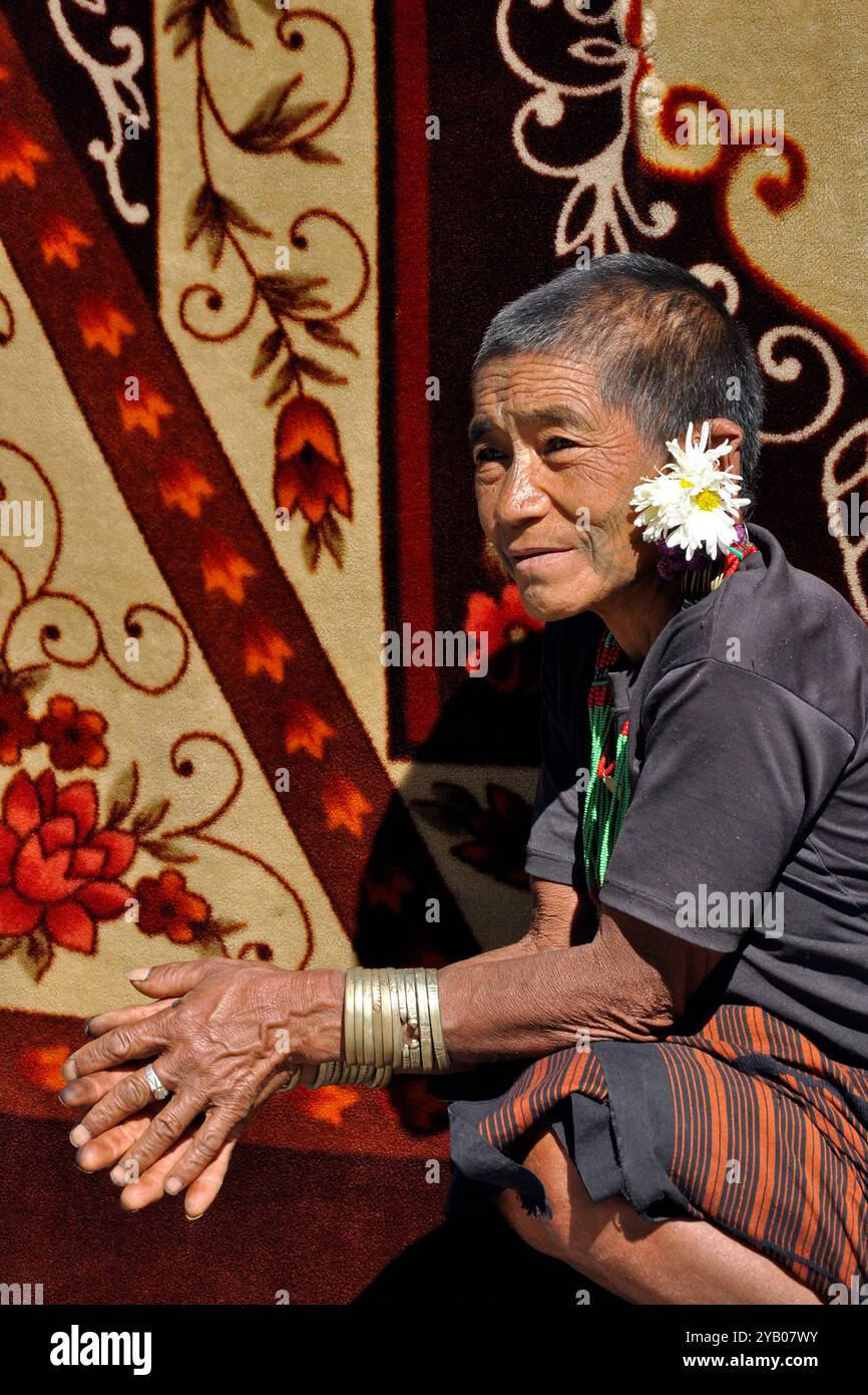 India, Arunachal Pradesh, Tirap region, Khonsa, Nocte tribe woman Stock ...