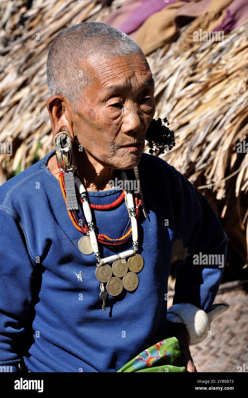 India, Arunachal Pradesh, Tirap region, Khonsa, Nocte tribe woman Stock ...