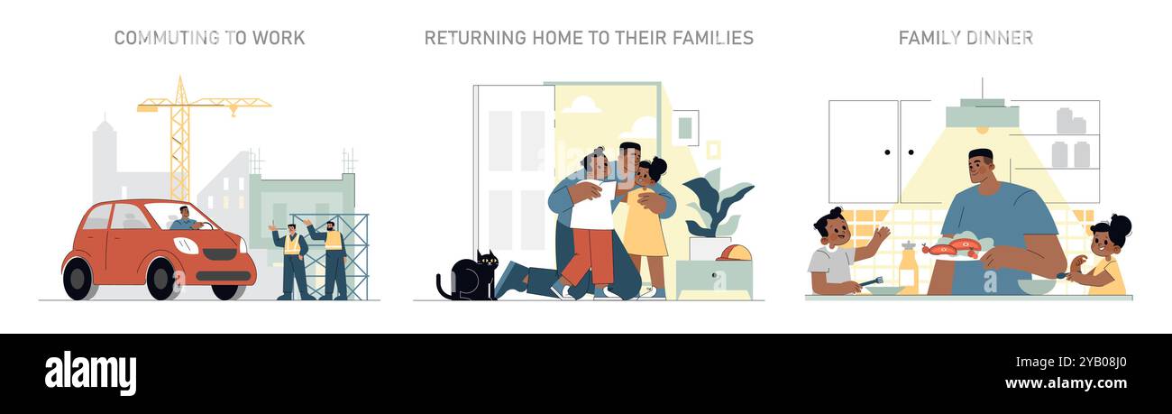 Worker returning home Stock Vector Images - Alamy