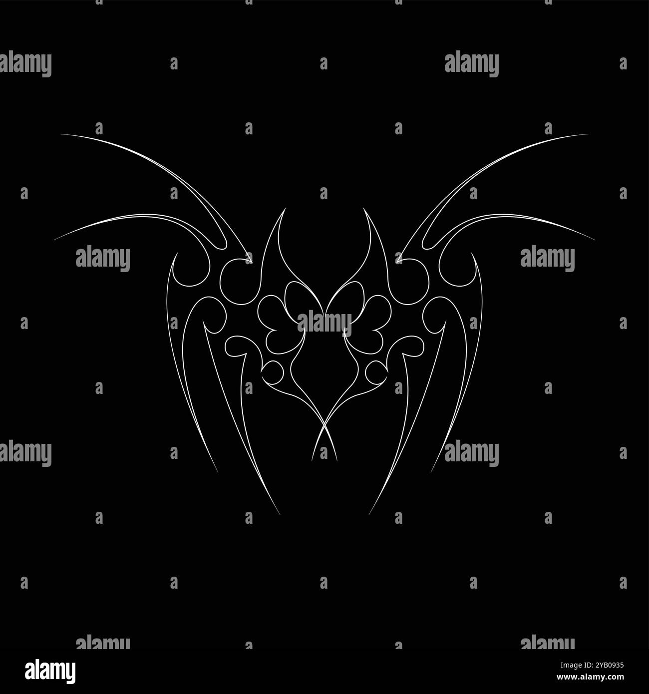 Neo tribal y2k gothic style tattoo. Cyber sigilism design. Vector ...