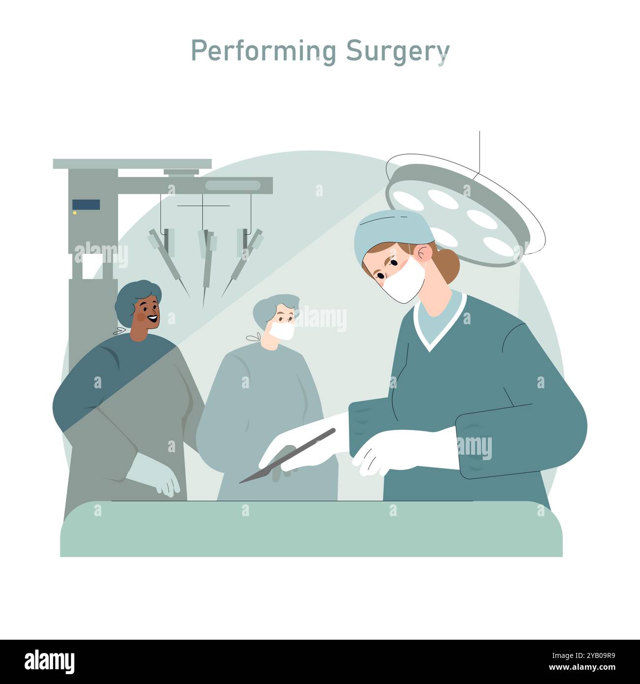 Medical teamwork in an operating room illustrated by surgeons focused ...