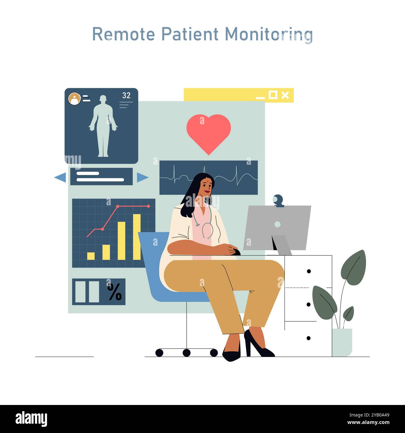 Remote Patient Monitoring concept. A medical professional analyzes ...