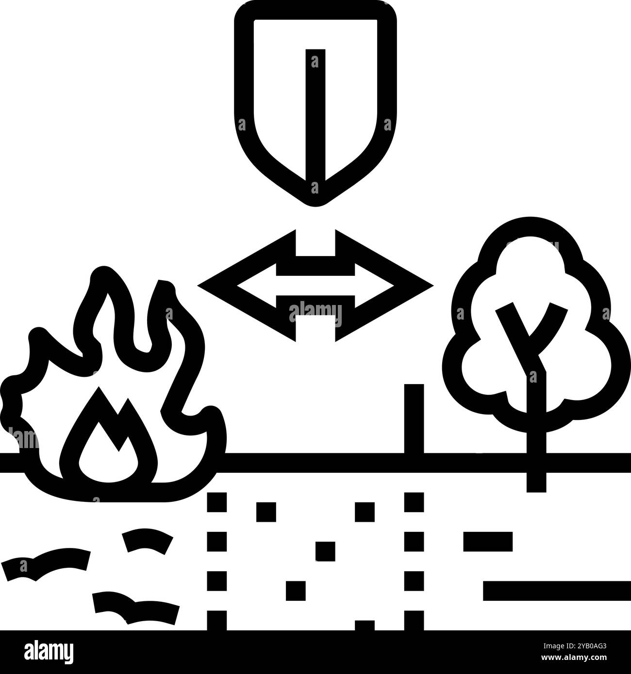 firebreak line wildfire disaster line icon vector illustration Stock ...