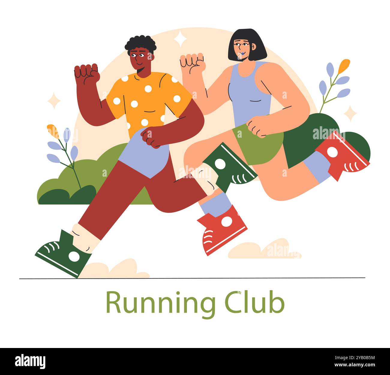 Running Club concept. Dynamic representation of a diverse group ...