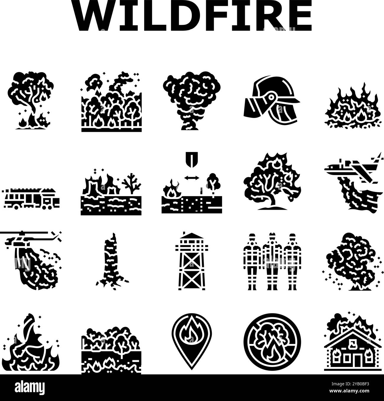 wildfire blaze firestorm burn icons set vector Stock Vector Image & Art ...
