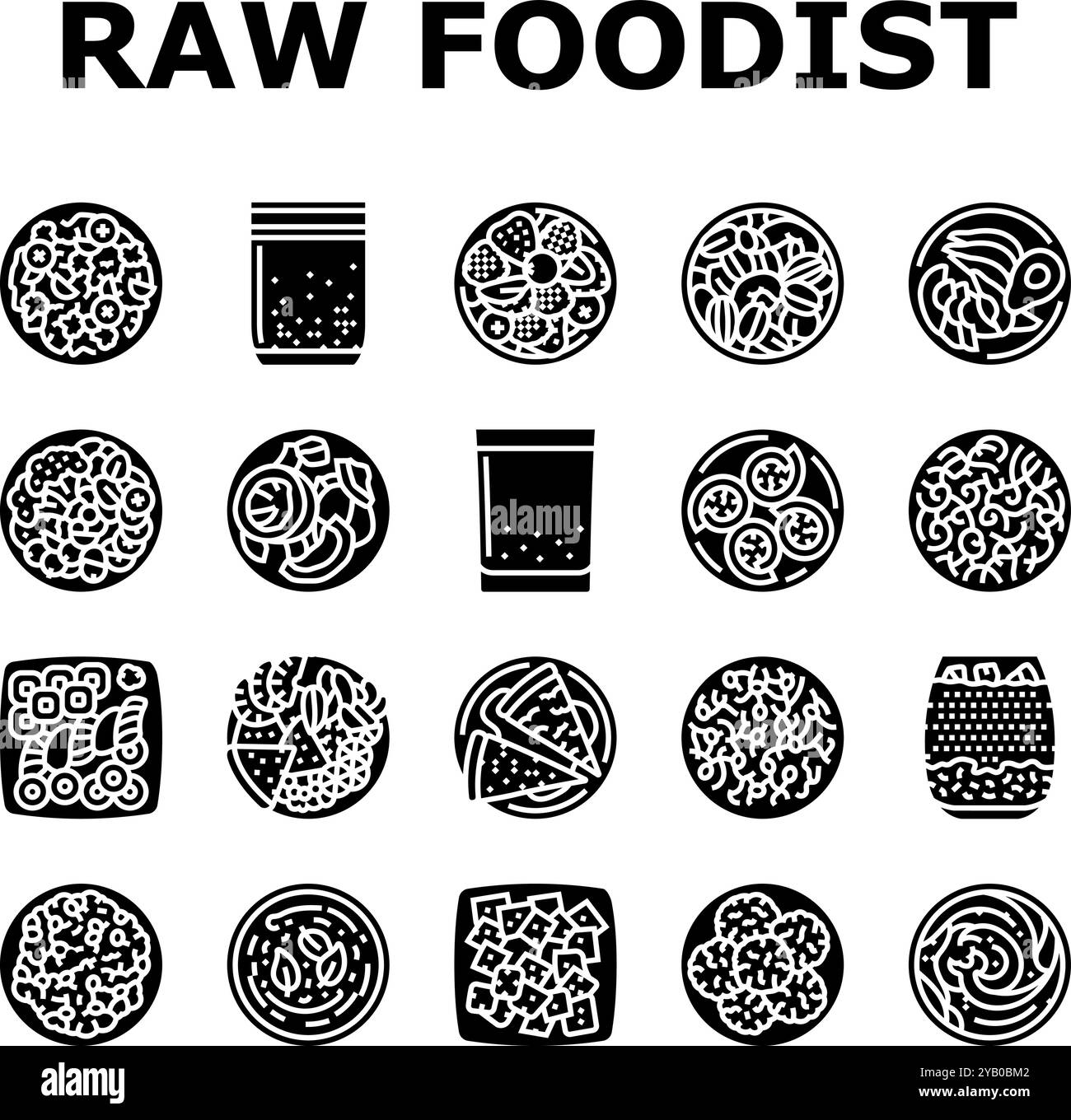 raw foodism food organic icons set vector Stock Vector Image & Art - Alamy
