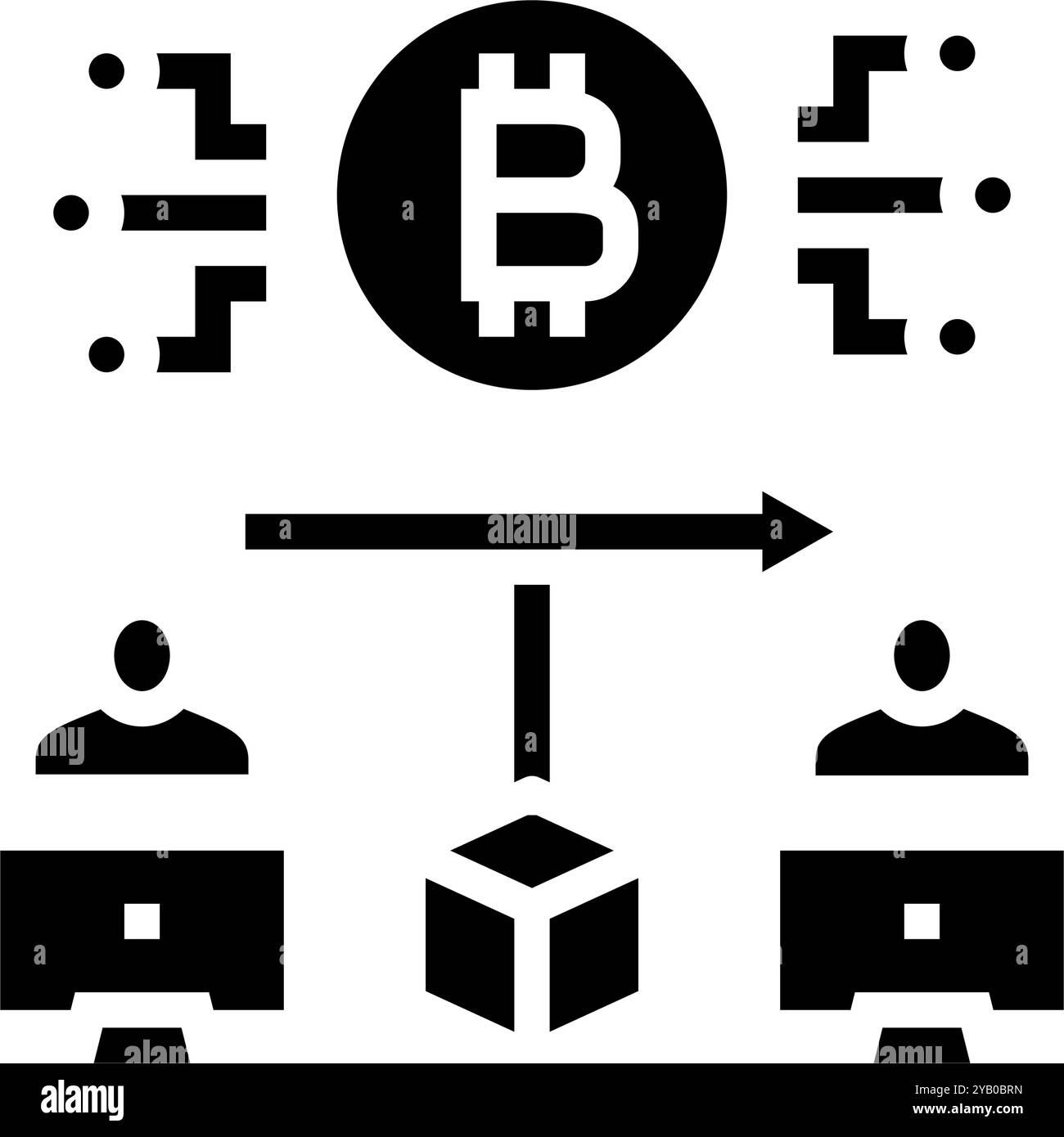 blockchain transaction cryptocurrency mining glyph icon vector ...