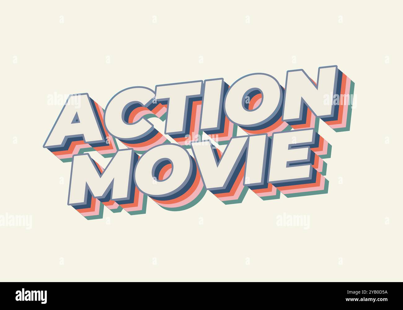 Action movie. Text effect design in 3D look with modern colors Stock ...