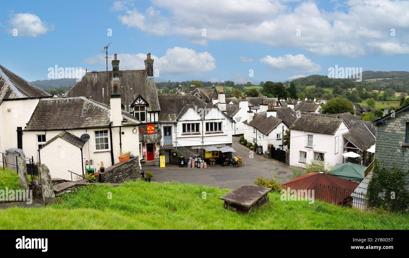 HAWKSHEAD, CUMBRIA, UK - SEPTEMBER 8, 2024. Panoramic landscape of ...