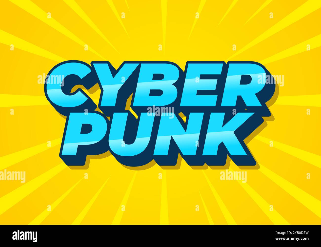 Cyber punk. Text effect design in bold fonts with 3D style Stock Vector ...