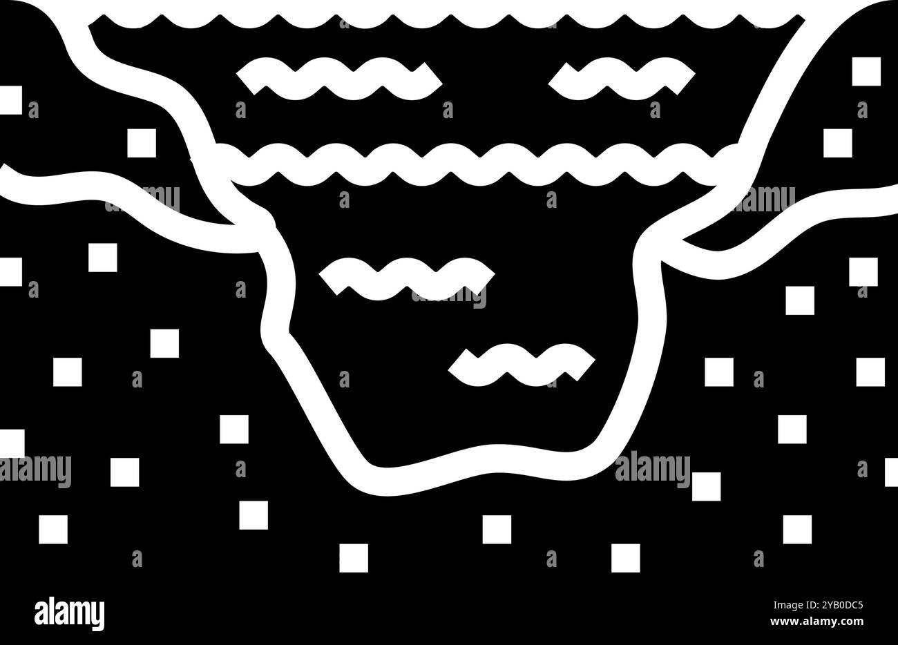 overflowing river disaster glyph icon vector illustration Stock Vector ...