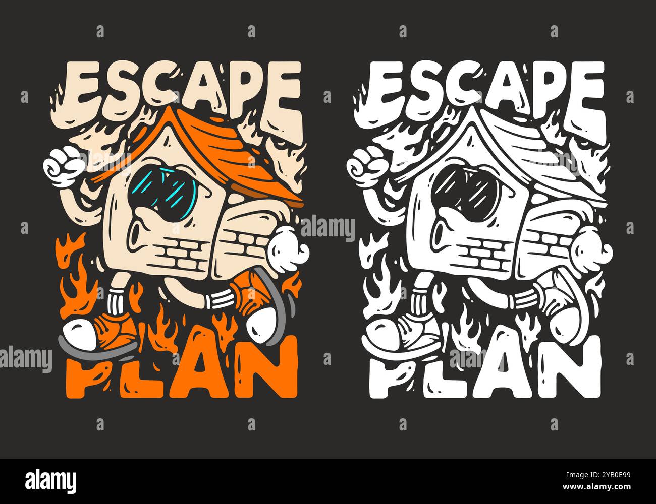 Escape plan. House mascot character in running pose illustration design ...