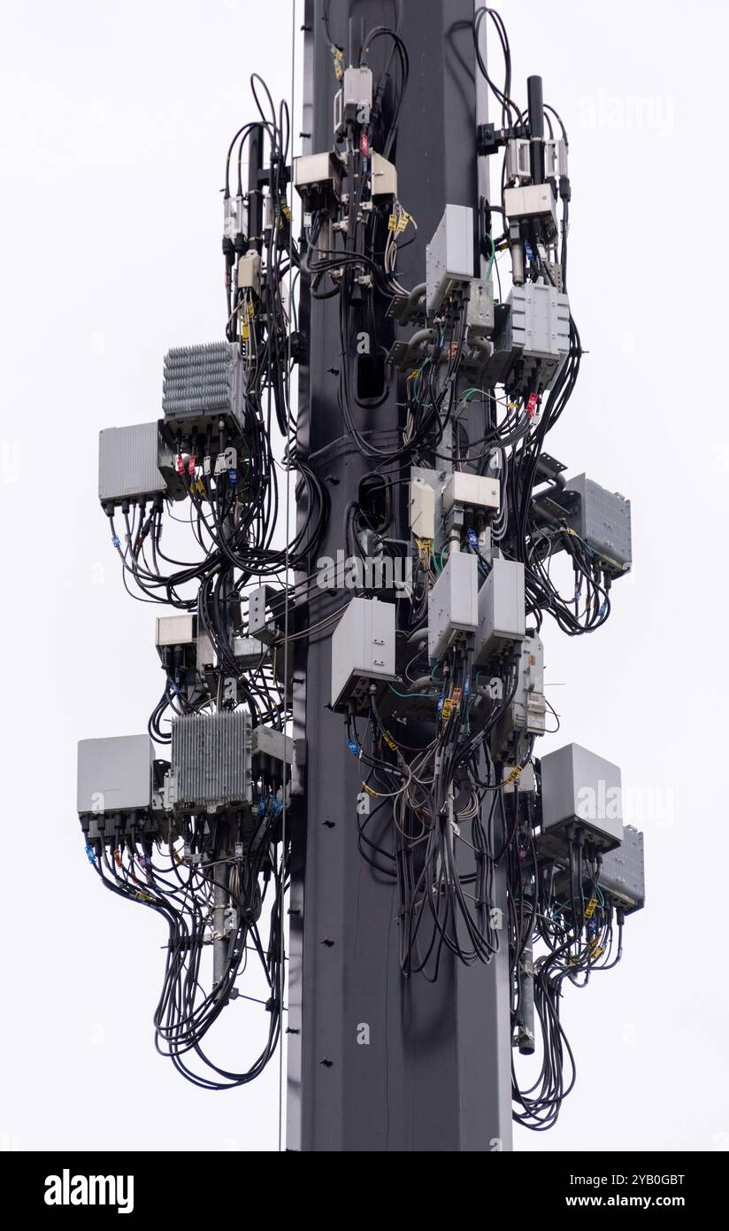Wireless communication equipment mounted on big lightening pole ...