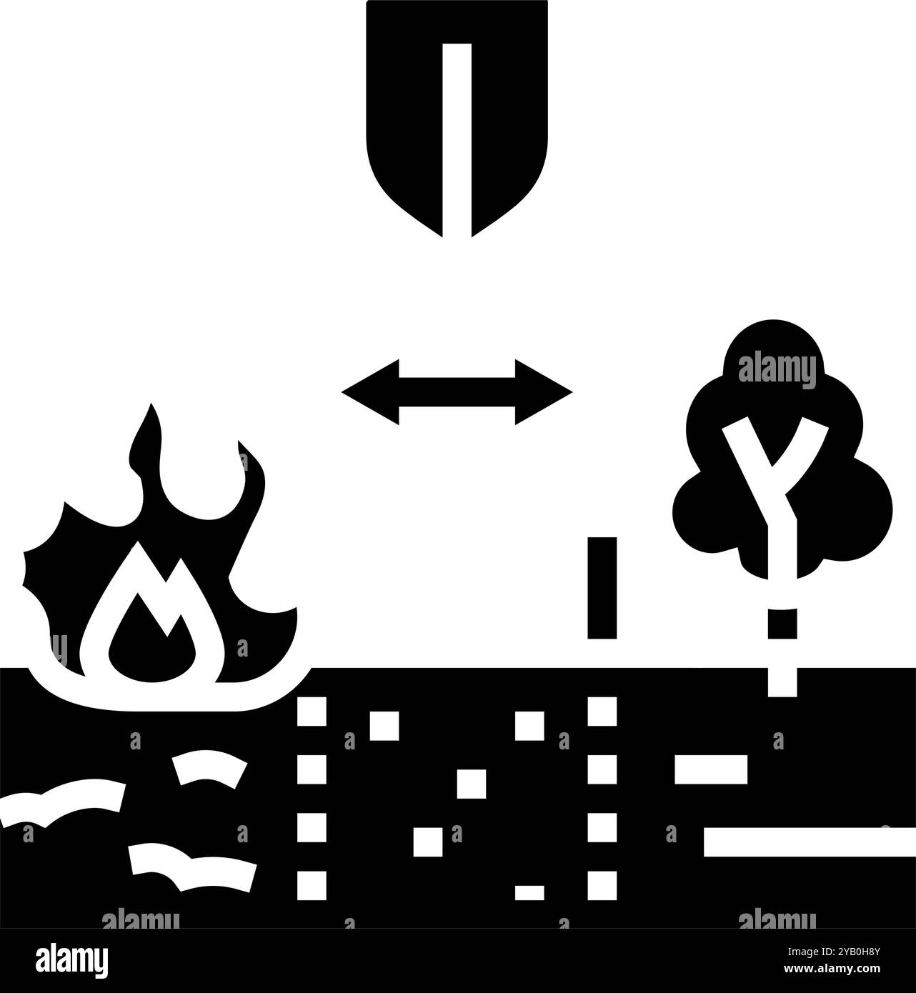 firebreak line wildfire disaster glyph icon vector illustration Stock ...