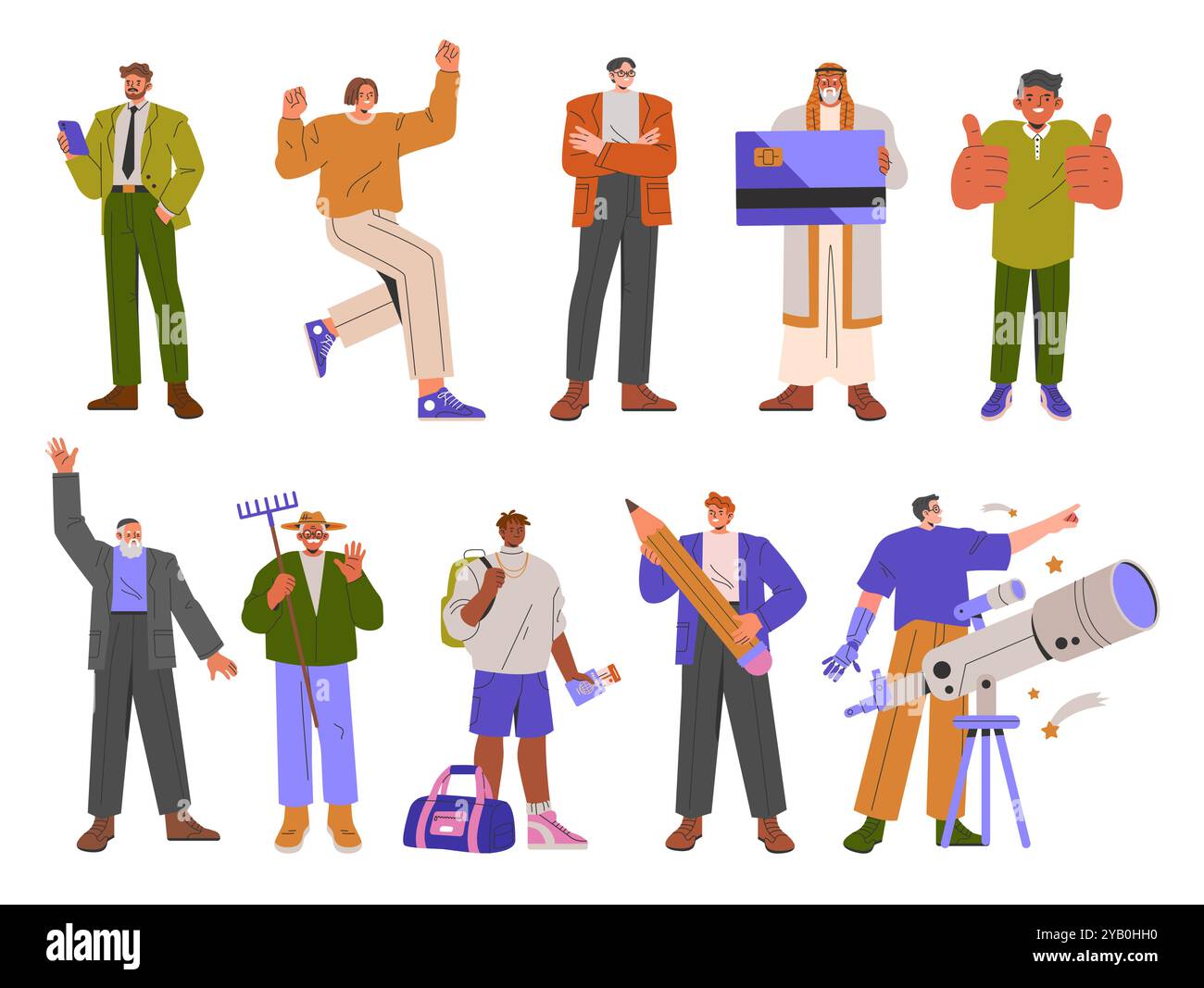 Diversity Businessman Set. Multicultural male professionals in various ...