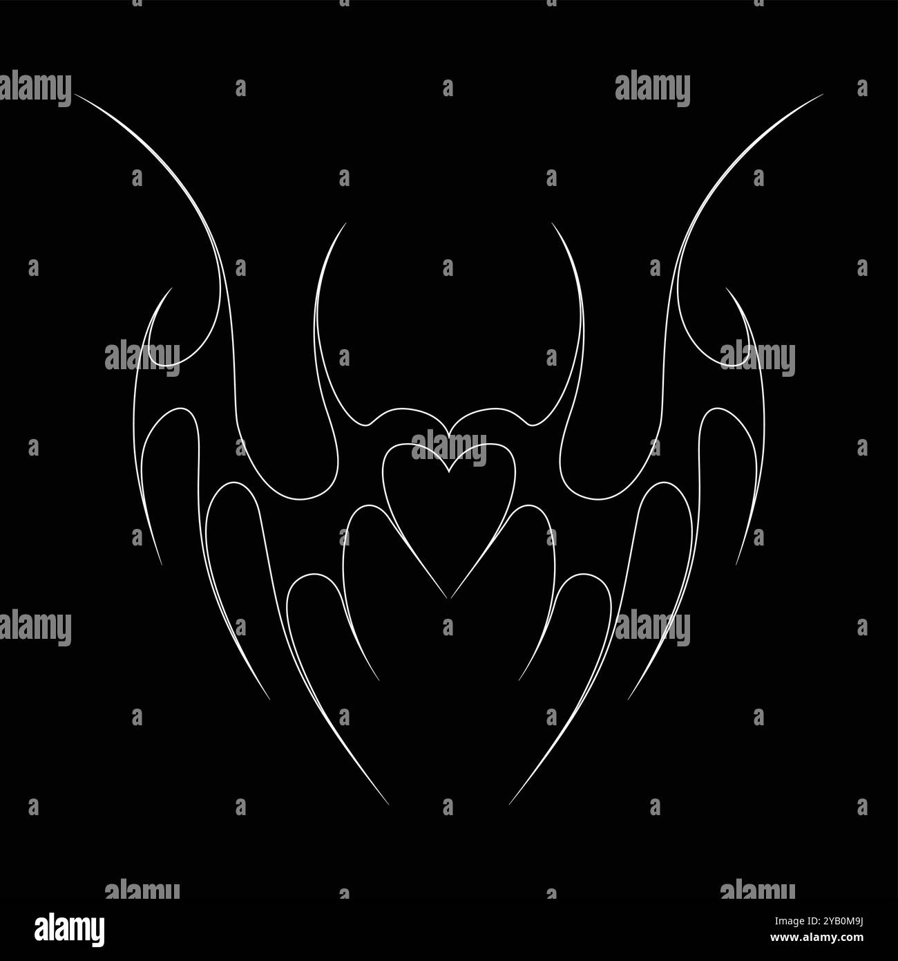 Neo tribal y2k gothic style tattoo. Cyber sigilism heart design ...