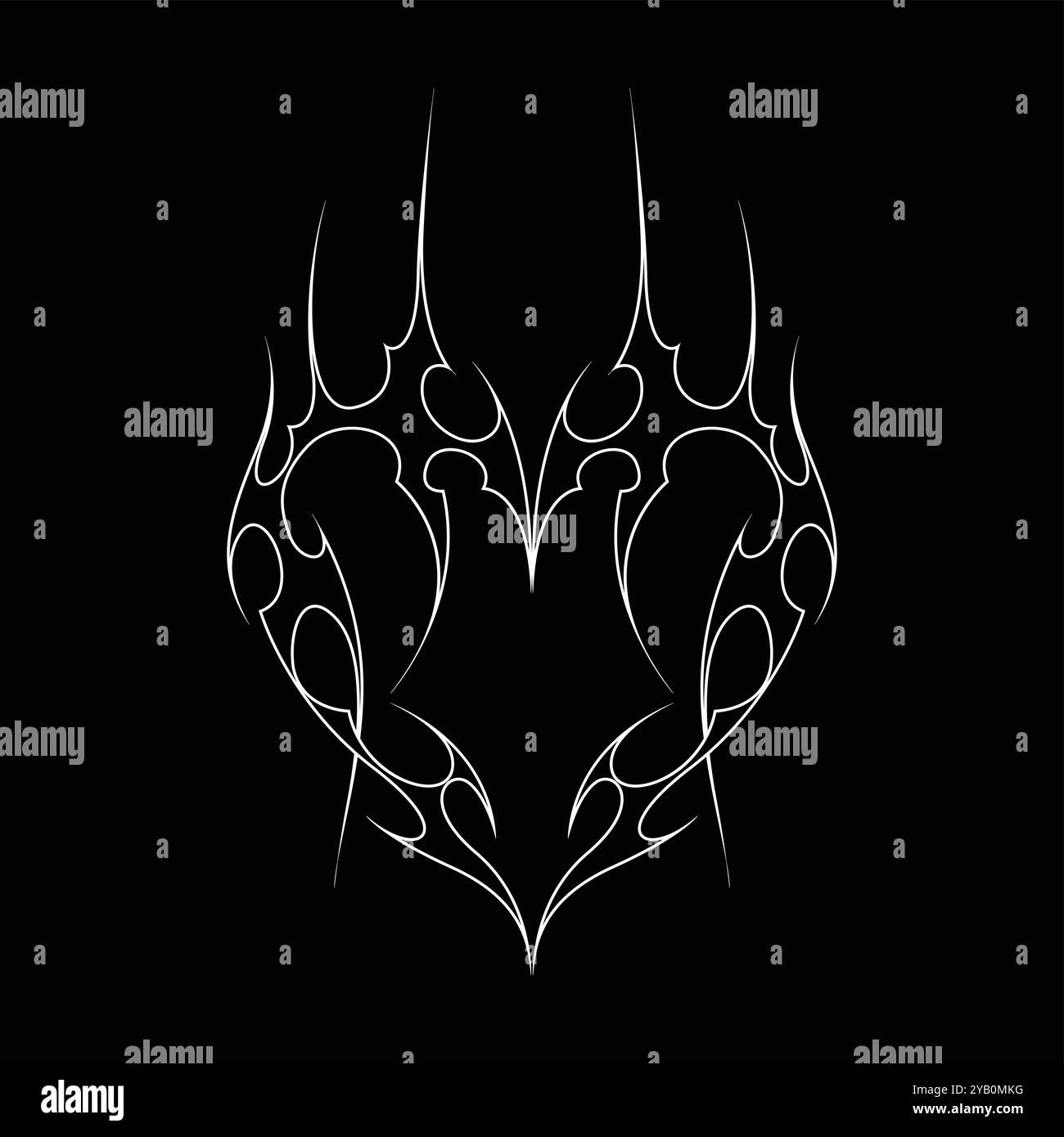 Neo tribal y2k gothic style tattoo. Cyber sigilism heart design ...