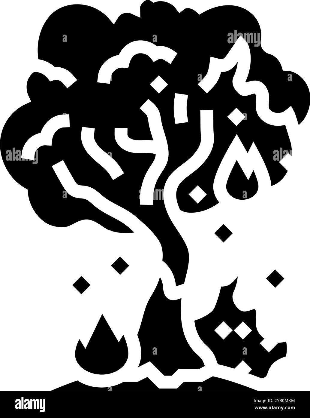 flaming tree wildfire disaster glyph icon vector illustration Stock ...