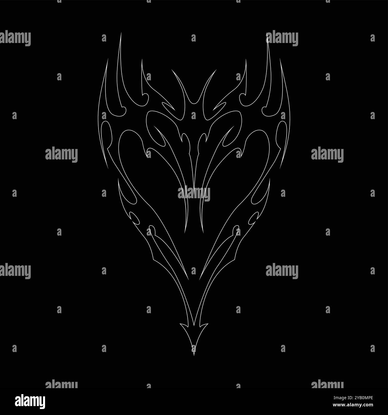 Neo tribal y2k gothic style tattoo. Cyber sigilism heart design ...