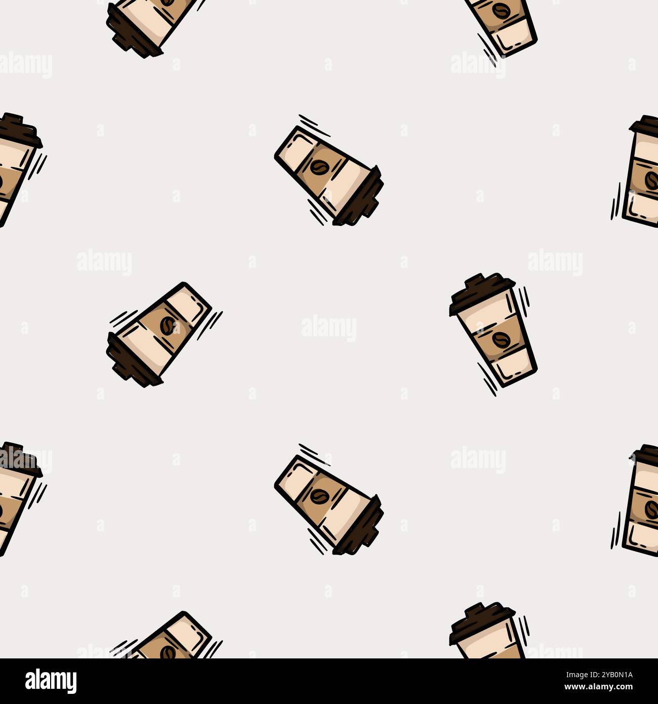 Simple seamless pattern with paper coffee cup. Set of icons for the ...