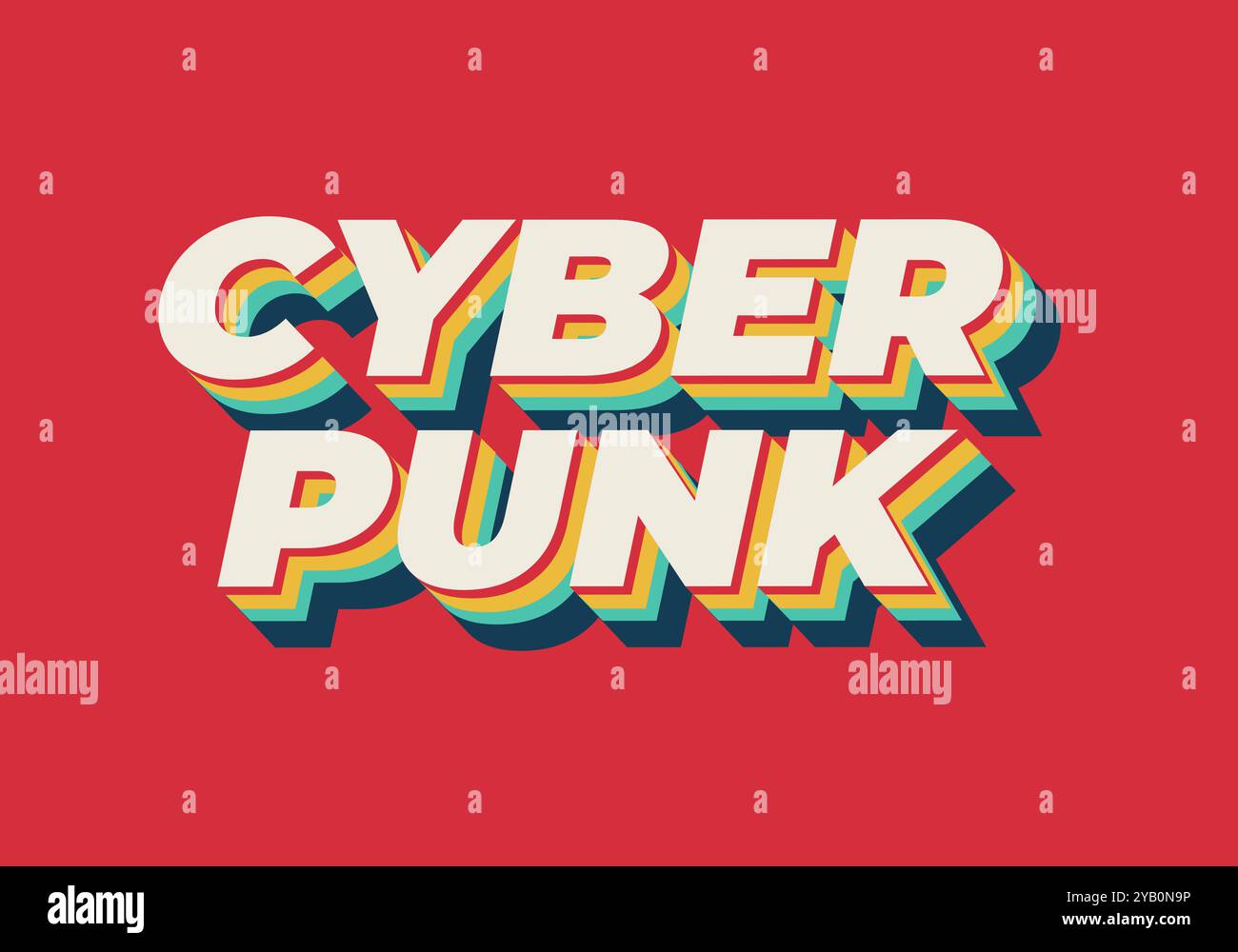 Cyber punk. Text effect design in bold fonts with 3D style Stock Vector ...