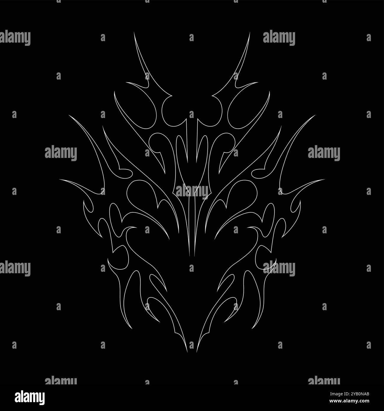 Neo tribal y2k gothic style tattoo. Cyber sigilism heart design ...