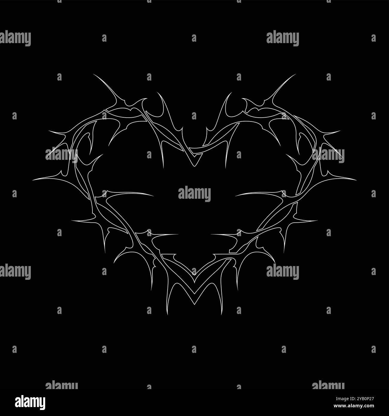 Neo tribal y2k gothic style tattoo. Cyber sigilism heart design ...