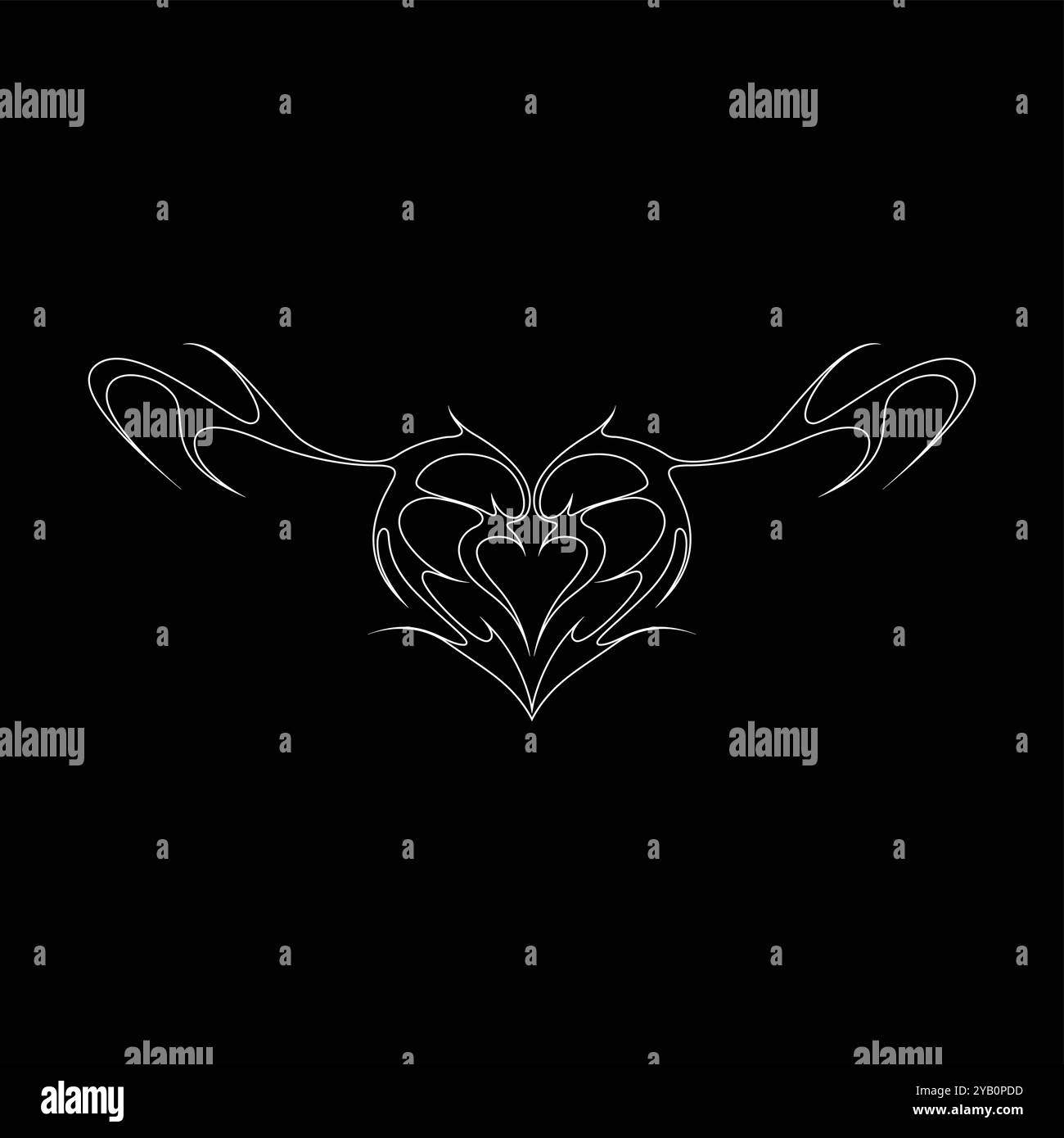 Neo tribal y2k gothic style tattoo. Cyber sigilism heart design ...