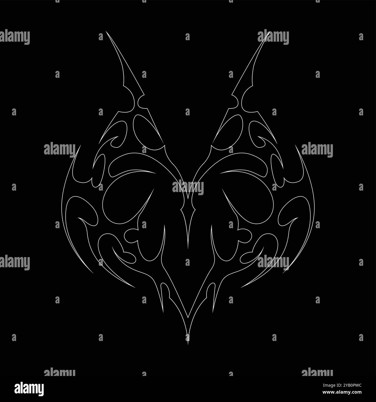 Neo tribal y2k gothic style tattoo. Cyber sigilism heart design ...
