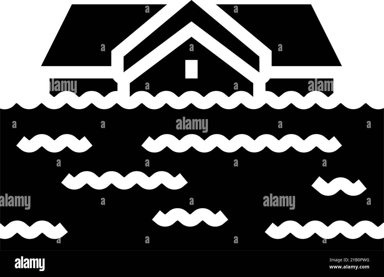 flooded house disaster glyph icon vector illustration Stock Vector ...