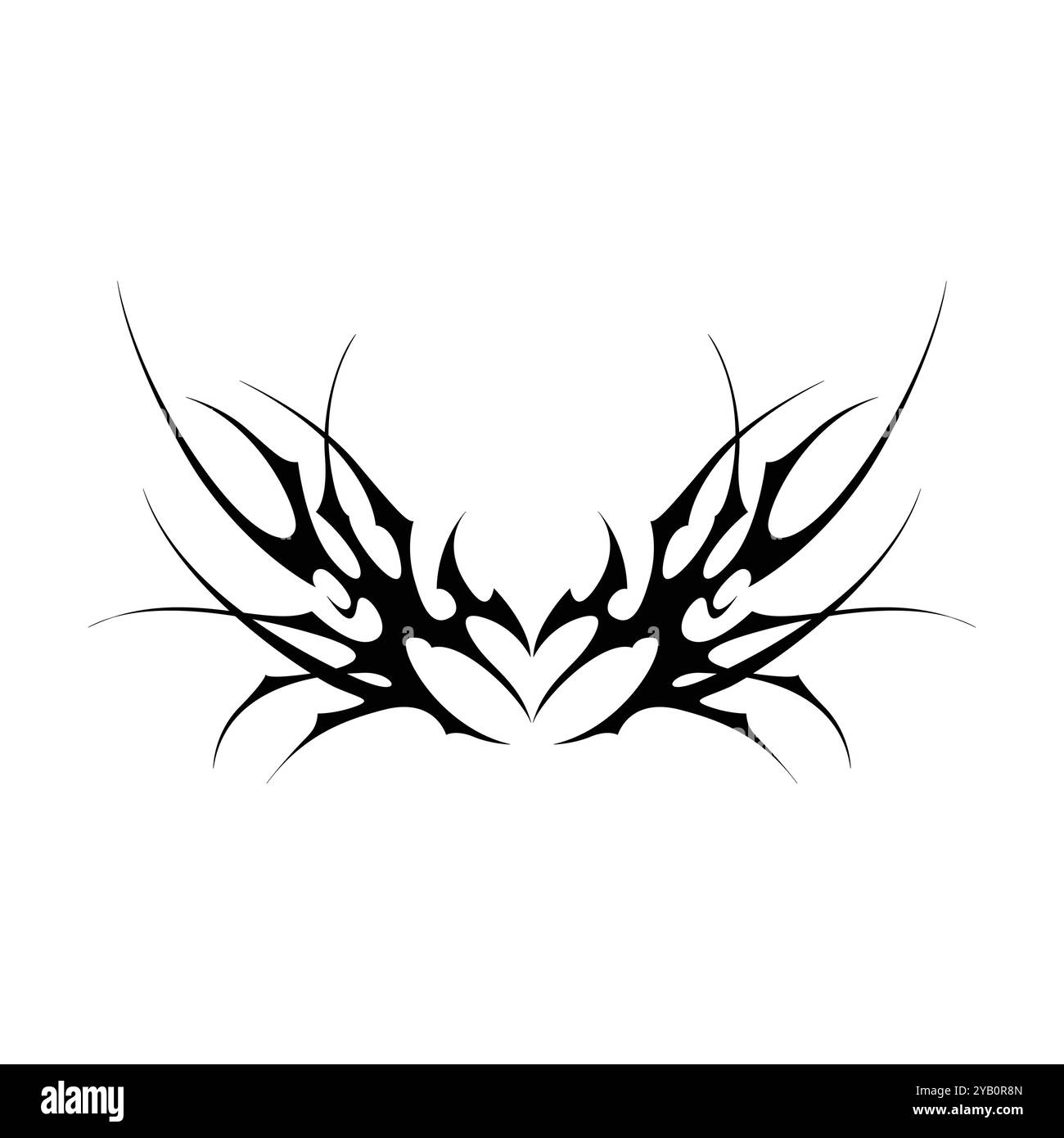 Neo tribal y2k gothic style tattoo. Cyber sigilism heart design. Vector ...