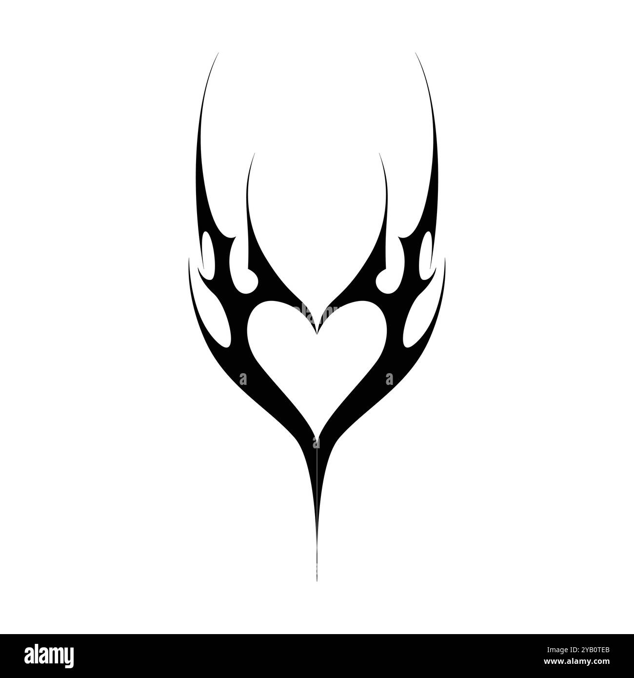 Neo tribal y2k gothic style tattoo. Cyber sigilism heart design. Vector ...