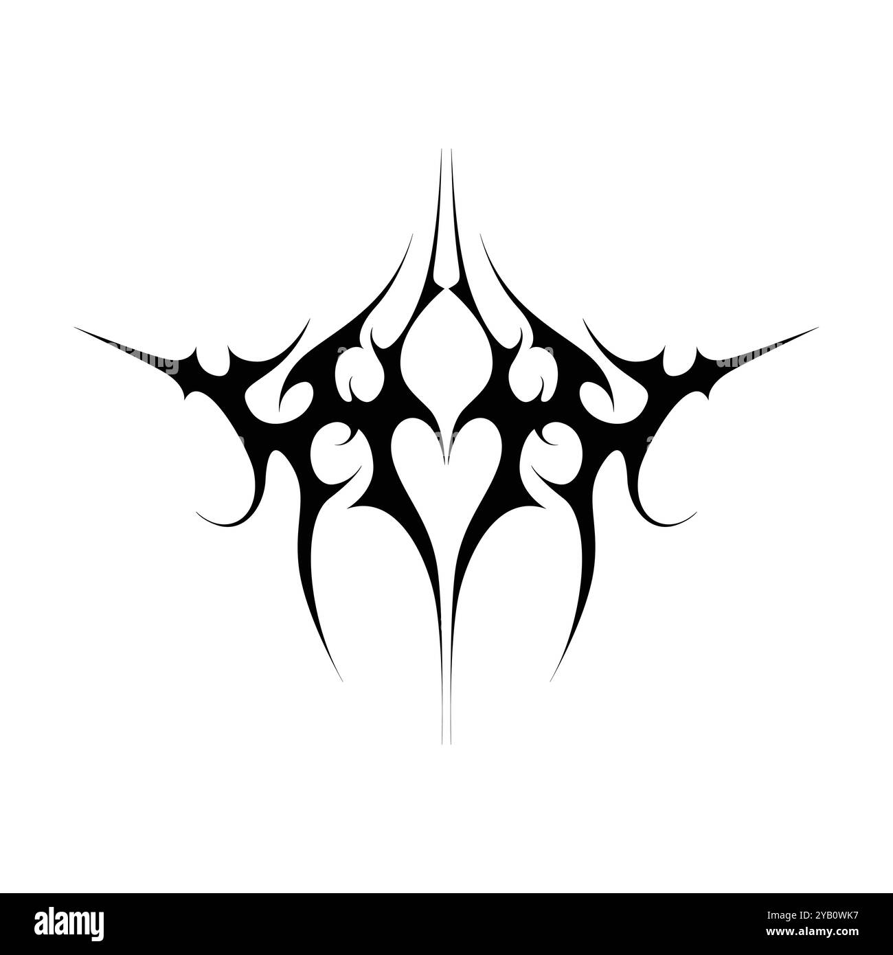 Neo tribal y2k gothic style tattoo. Cyber sigilism heart design. Vector ...