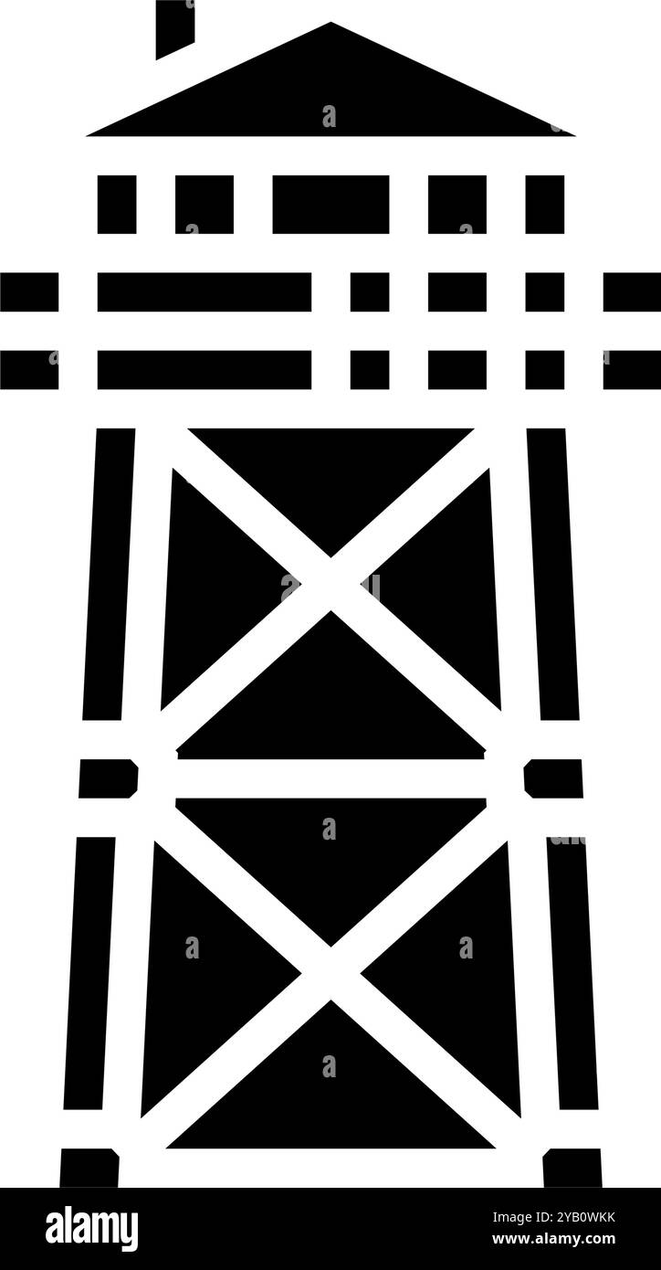 firewatch tower wildfire disaster glyph icon vector illustration Stock ...