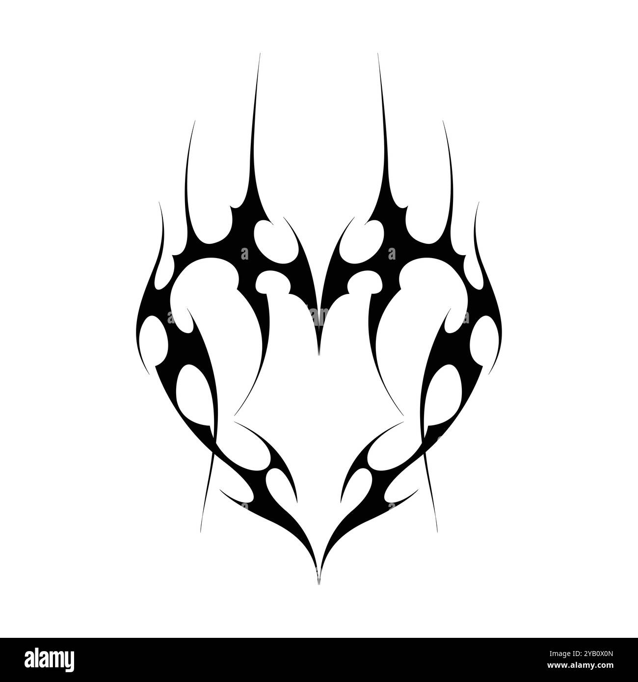 Neo tribal y2k gothic style tattoo. Cyber sigilism heart design. Vector ...